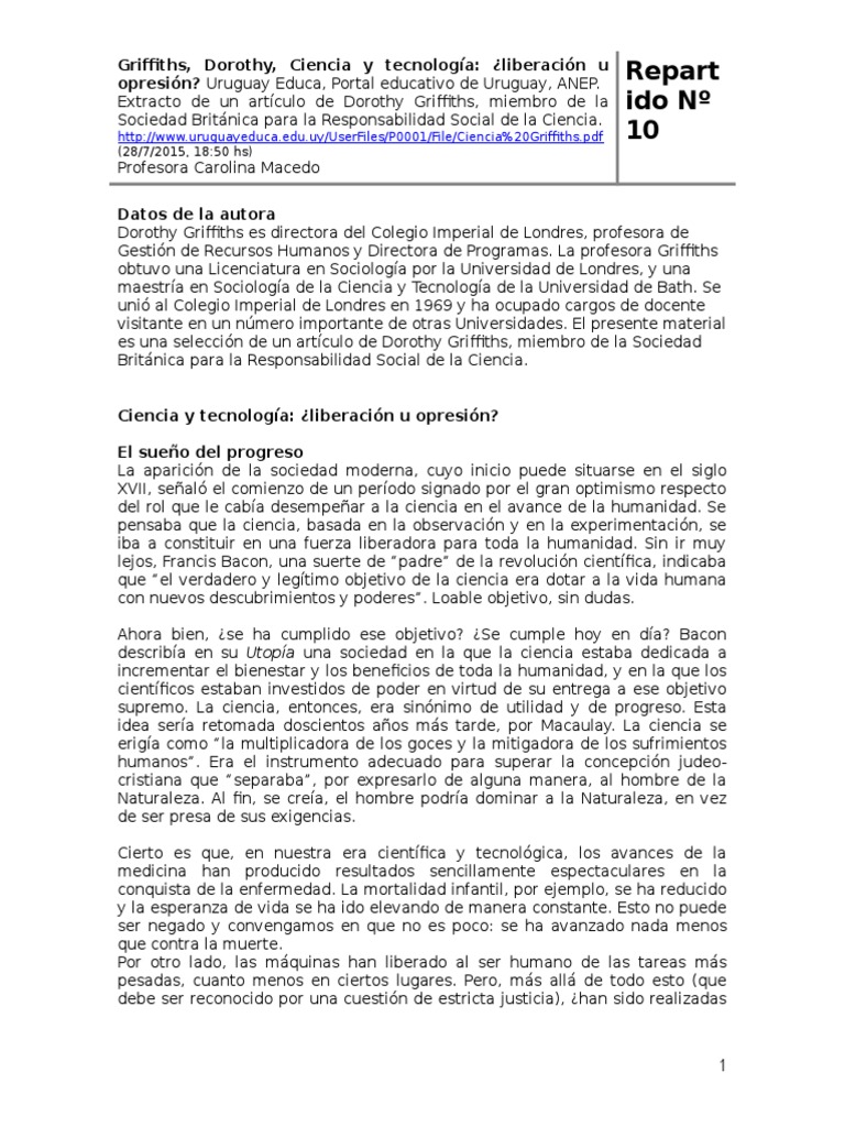 Dorothy Griffiths | PDF | Science | Conocimiento