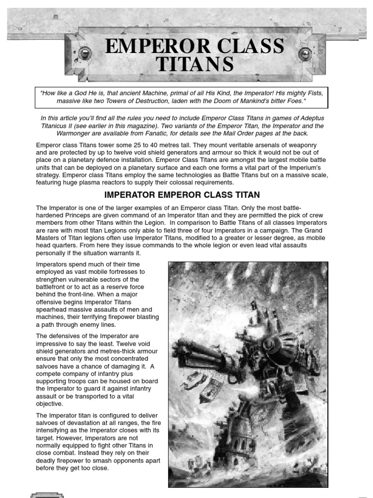 Warhammer 40k - Codex - Emperor Titans | PDF | Infantry | Wars & Military