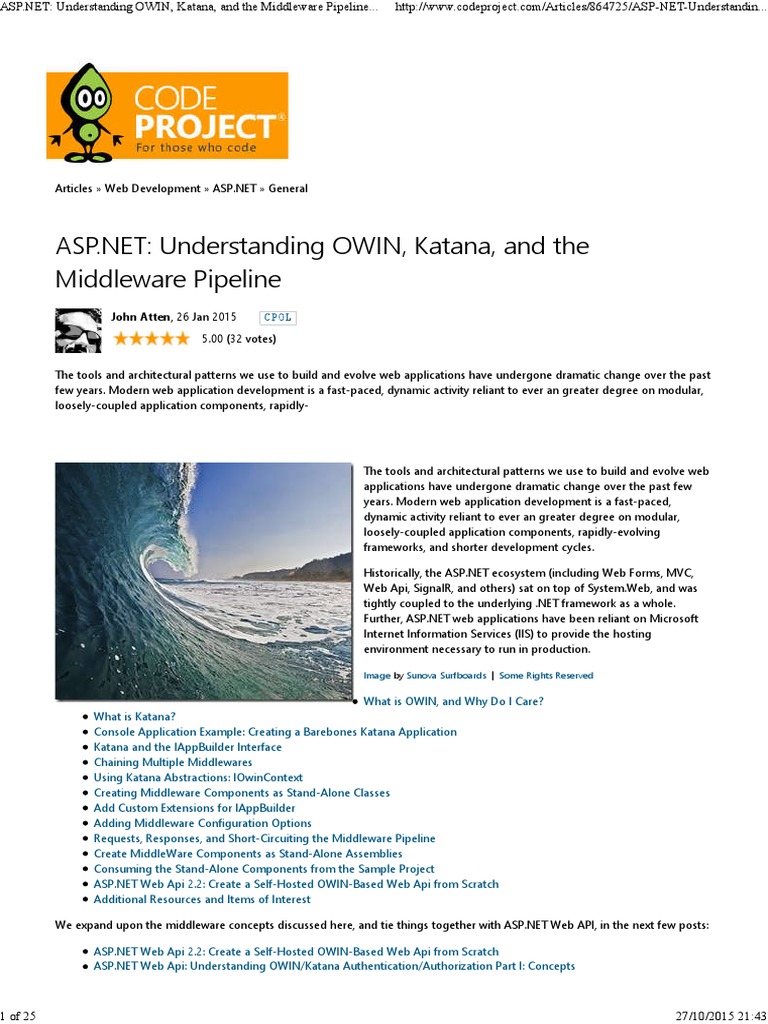 Understanding OWIN, Katana, and The Middleware Pipeline | PDF | Application Programming ...