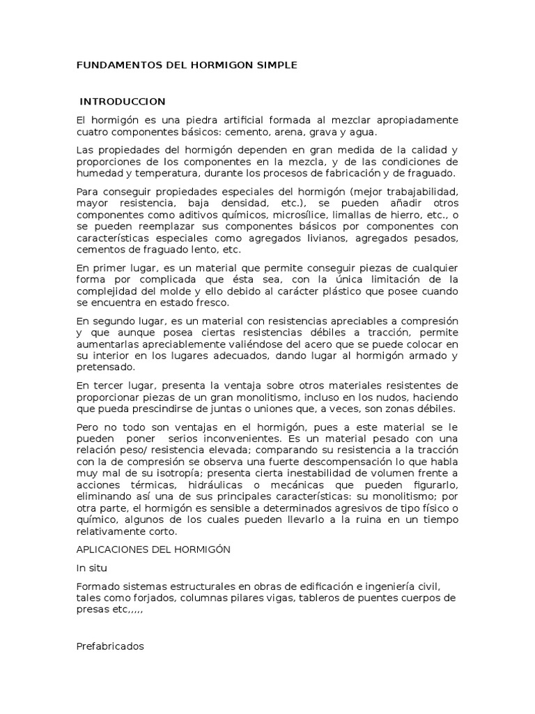 Fundamentos Del Hormigon Simple | PDF | Hormigón pretensado | Hormigón