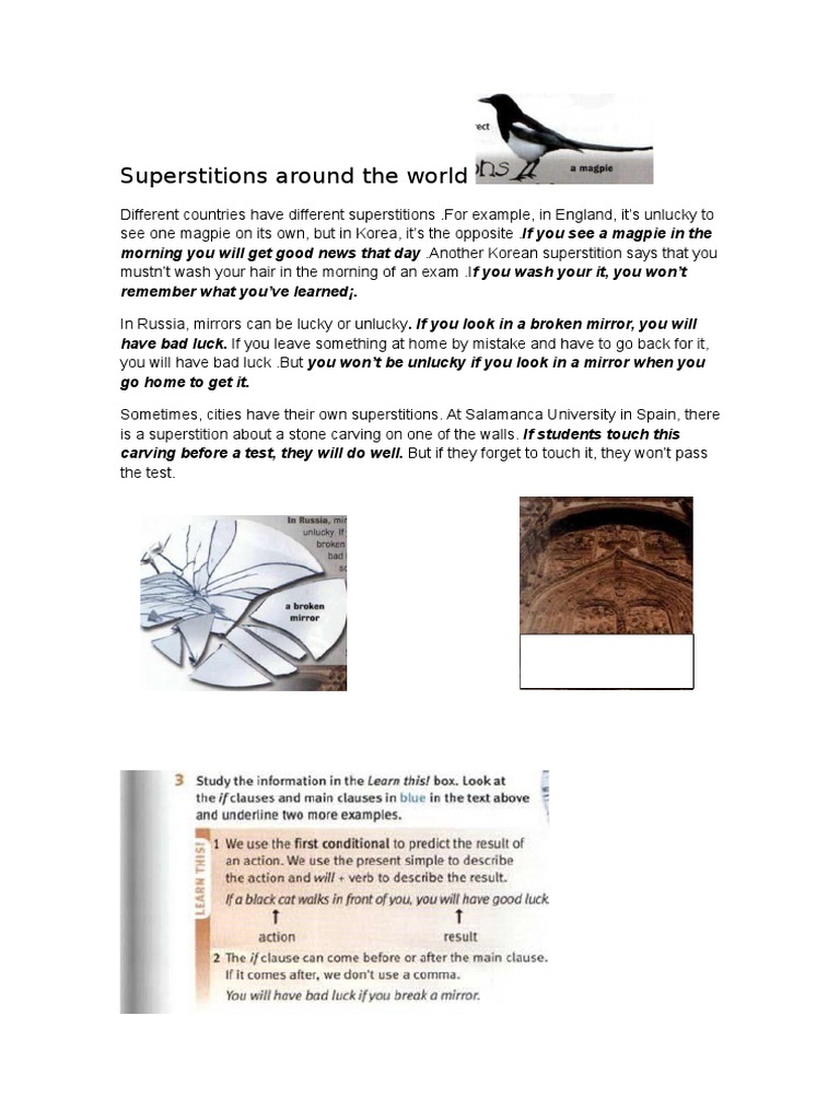 Superstitions Around The World Text Taller 3 | PDF | Luck | Ellipsis