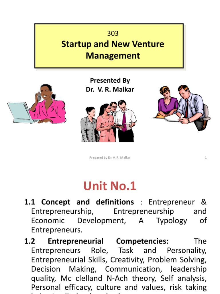 Start-Up and New Venture Management Unit No.1 Notes | PDF ...
