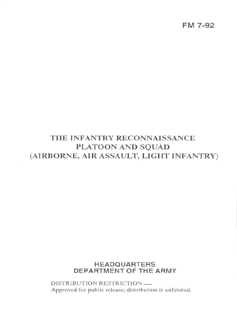 FM 7-92, The Infantry Reconnaissance Platoon and Squad (Airborne, Air ...