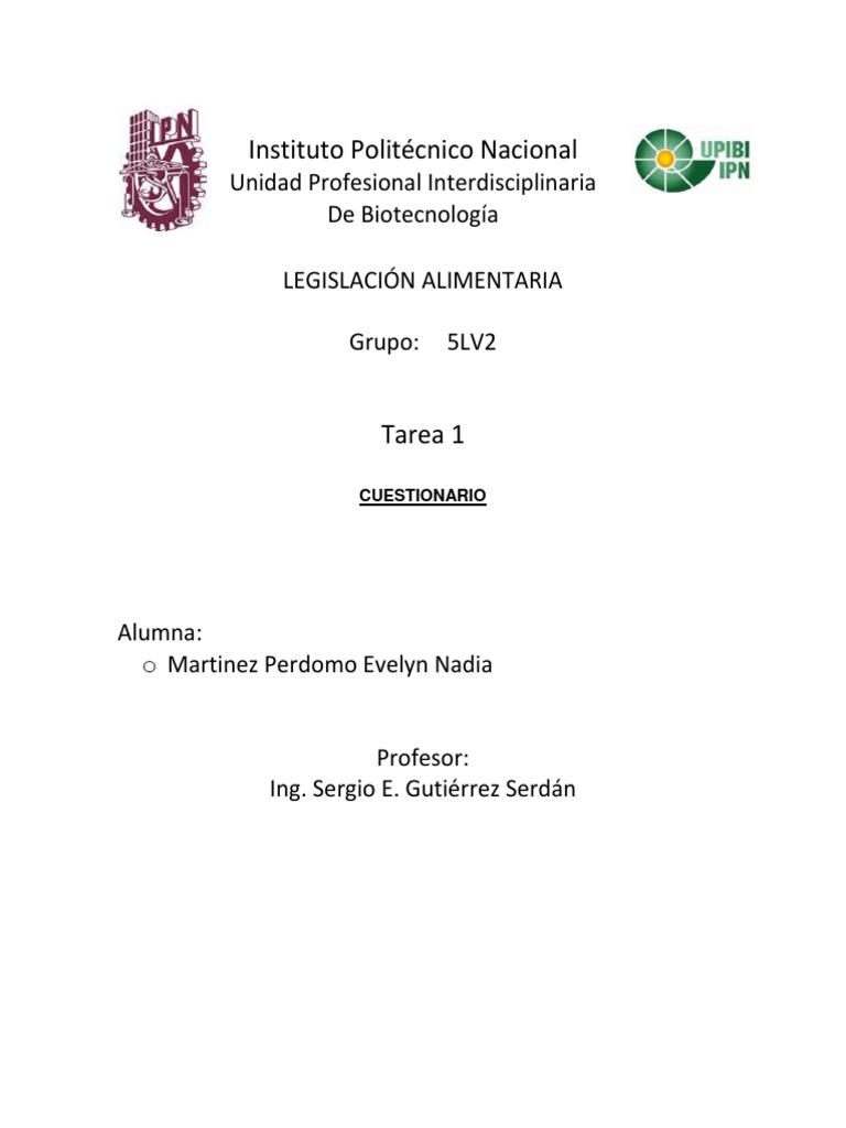 Cuestionario Legislación Alimentaria | PDF | Alimentos | Comida y bebida