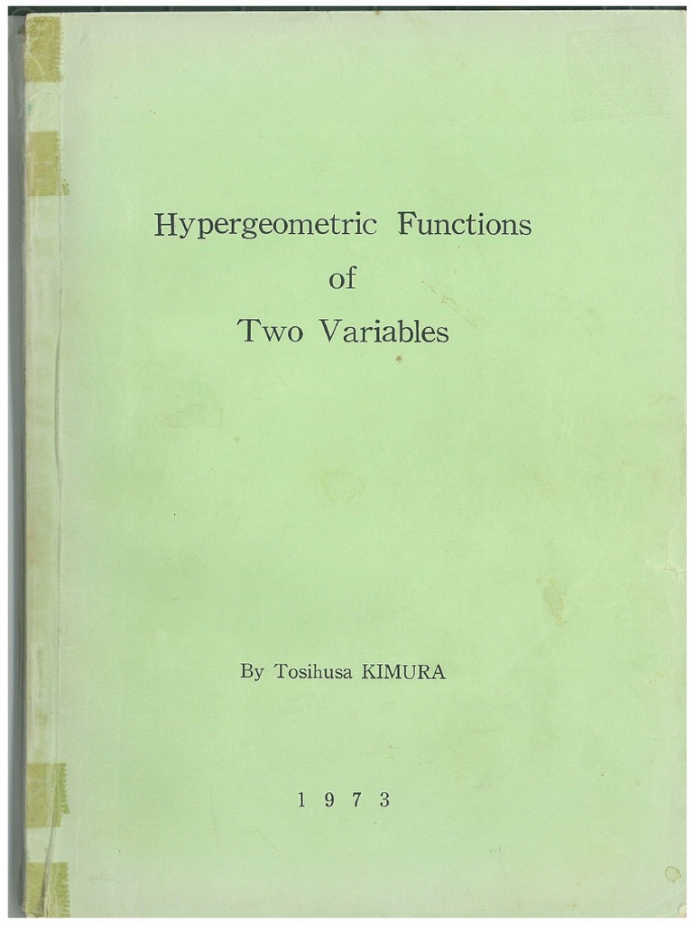 Hypergeometric Functions of Two Variables | PDF | Logarithm | Equations