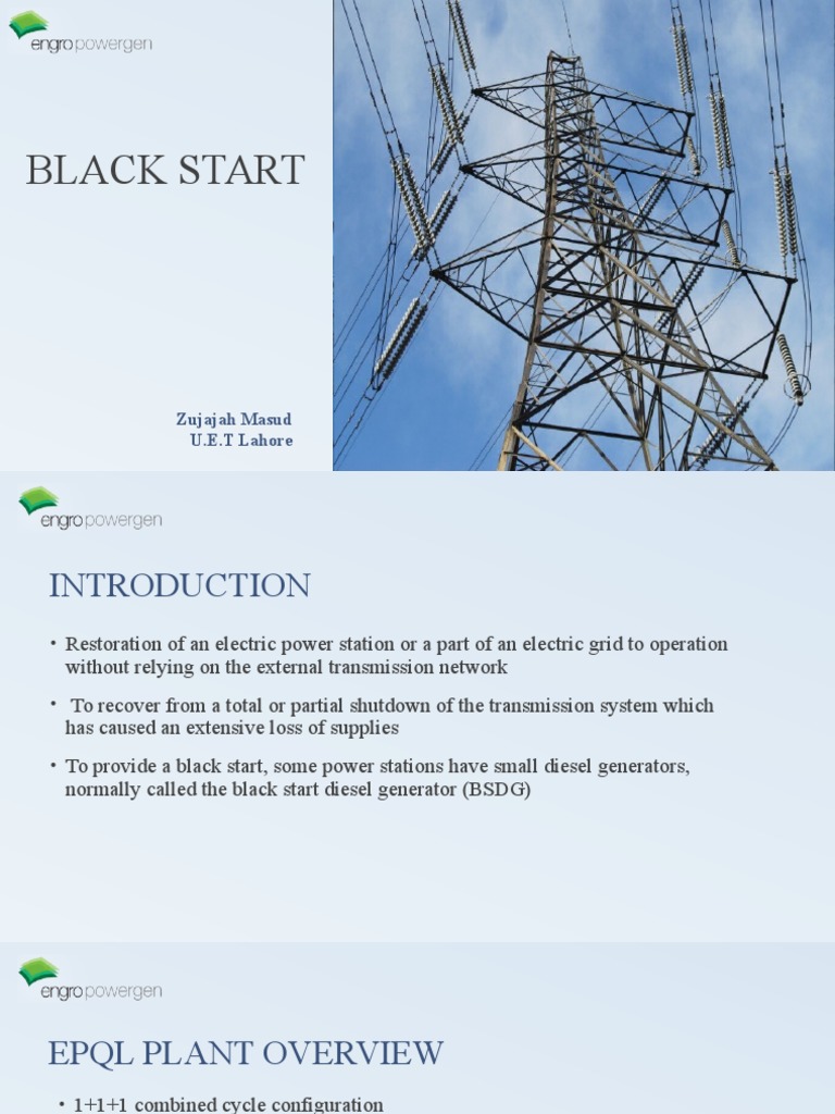 Black Start Capabilities and Start-Up Sequence of a Combined Cycle ...