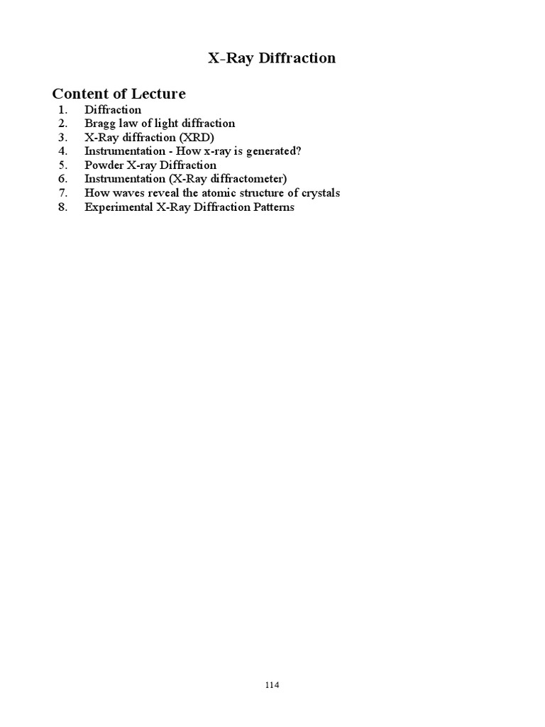 10 X Ray Diffraction Pdf X Ray Crystallography Diffraction