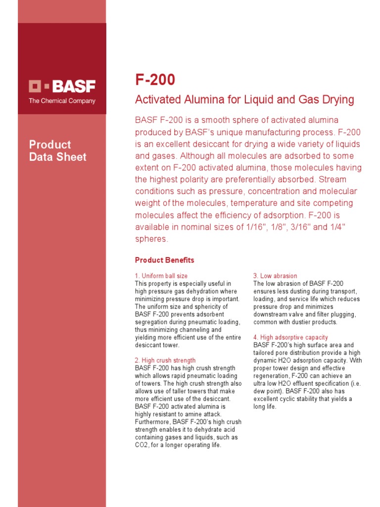 F-200 Data Sheets | PDF | Adsorption | Properties Of Water