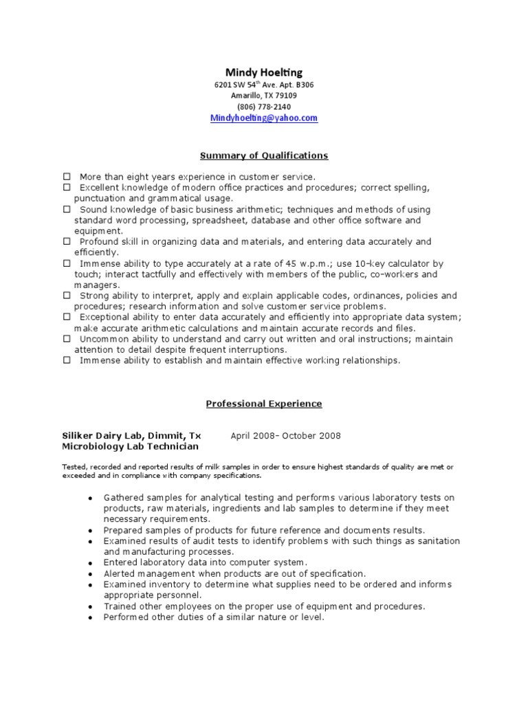 Mindy 79k 3233 Mindy Hoelting Resume | PDF | Laboratories | Data