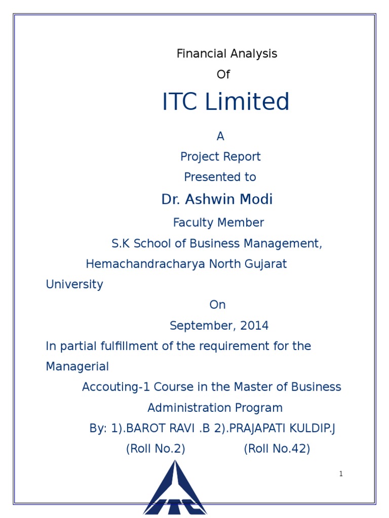 Project of ITC LTD | PDF | Investing | Expense