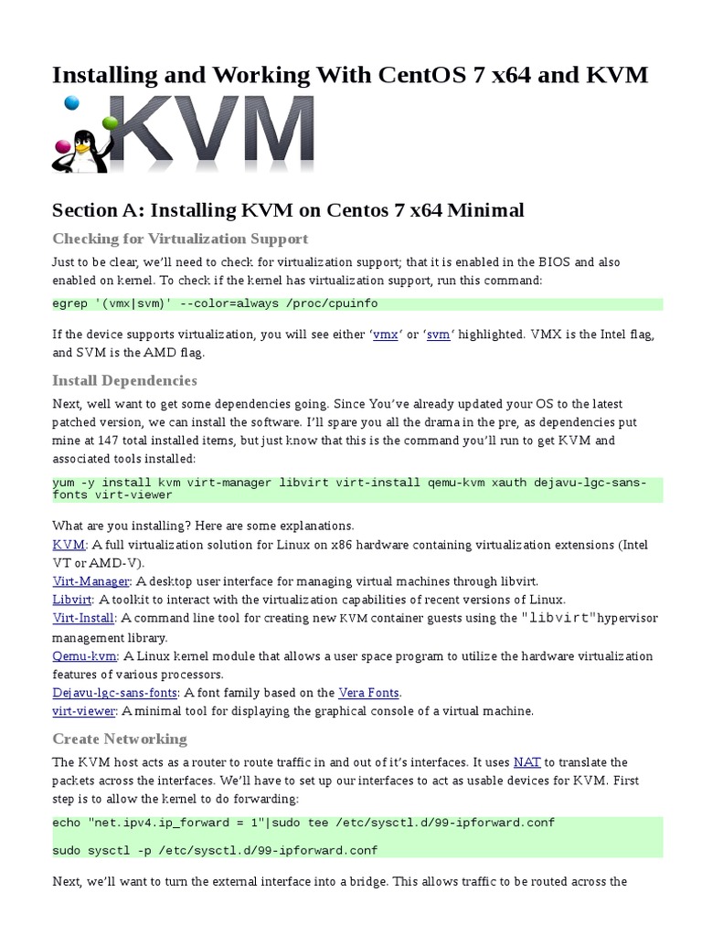 Installing and Working With CentOS 7 x64 and KVM | PDF | Operating ...