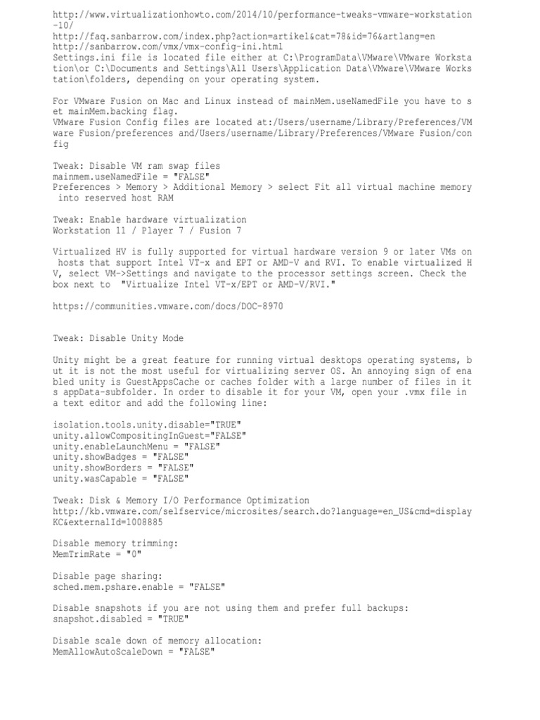 VMWare Workstation Optimization | PDF | Virtual Machine | Operating System Families