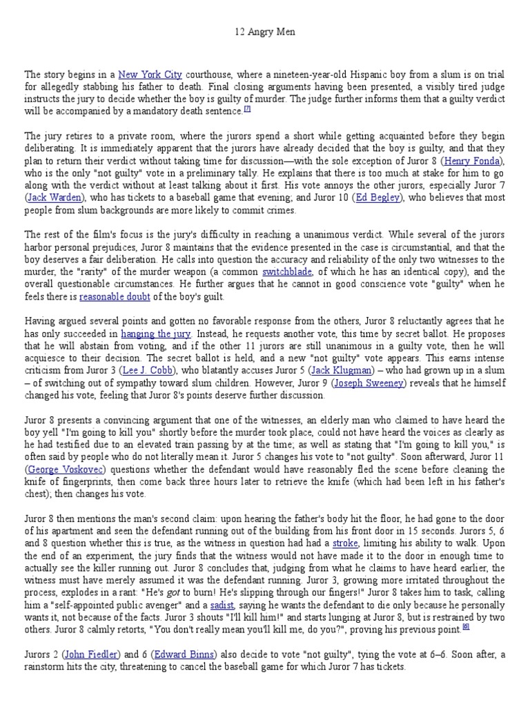 12 Angry Men | PDF | Hung Jury | Government Institutions