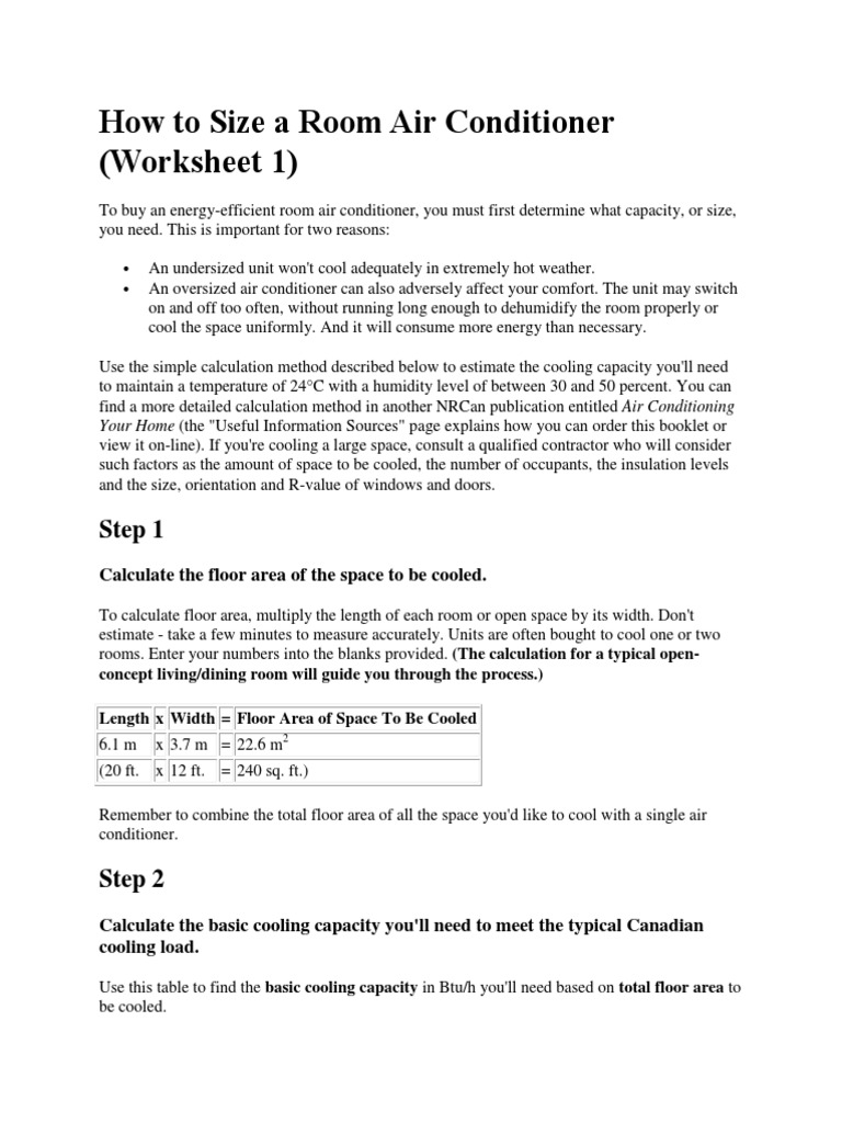 How To Size A Room Air Conditioner PDF | PDF | Air Conditioning ...