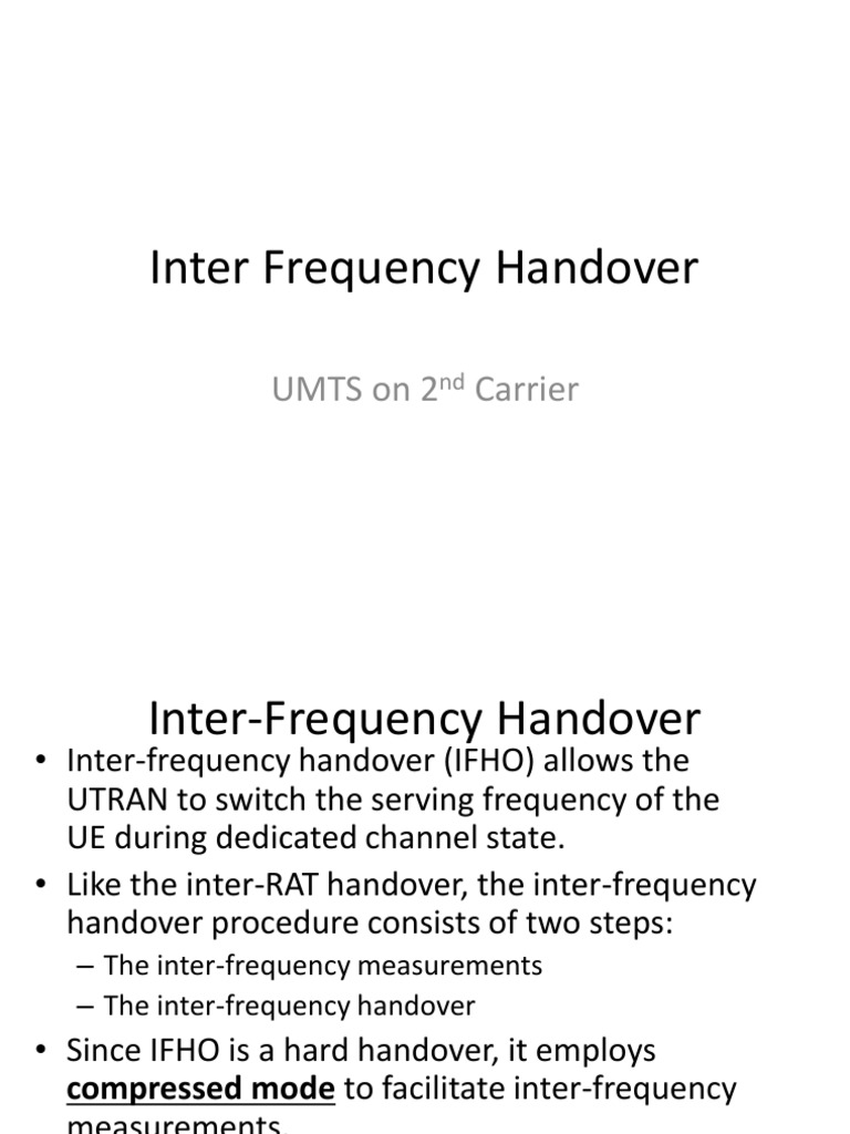 UMTS Inter-Frequency Handover Guide | PDF | Electrical Engineering ...