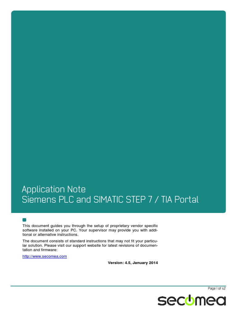 Siemens PLC and Simatic Step 7 - Tia Portal | PDF | V Mware | Component ...