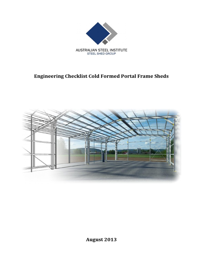 Engineering Checklist Cold Formed Portal Frame Sheds | PDF | Structural ...