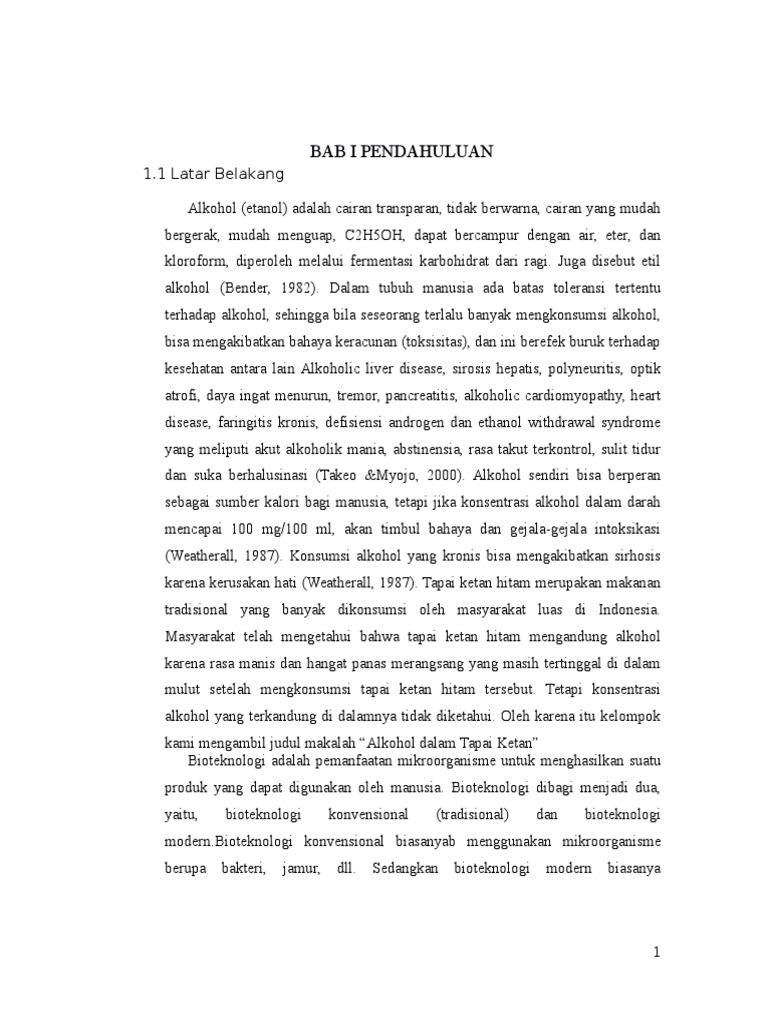 Alkohol dalam Tapai Ketan: Toksisitas dan Fermentasi | PDF