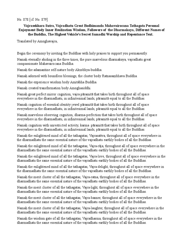 Vajrasekhara Sutra Vajradhatu Great Bodhimanda Mahavairochana Tathagata ...