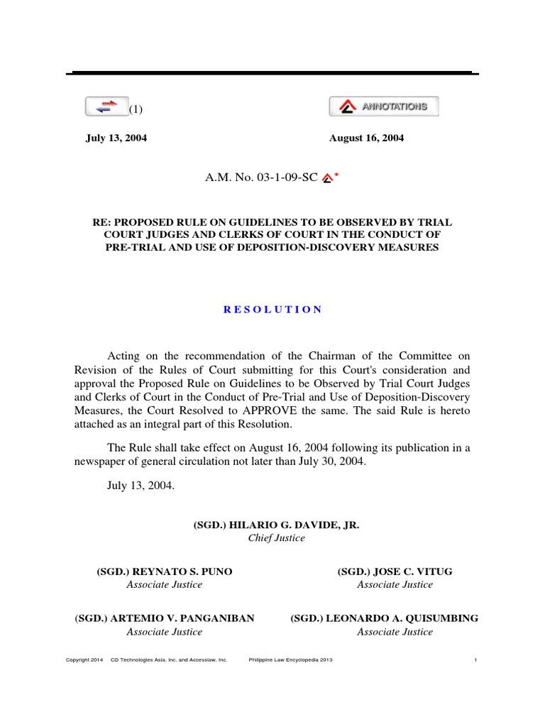 Guidelines in The Conduct of Pre-Trial | PDF | Witness | Lawsuit