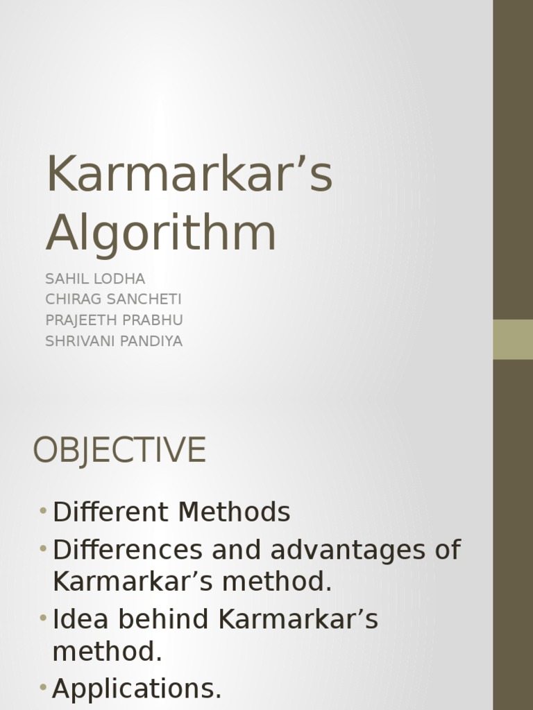 Karmarkar's Algorithm | PDF | Linear Programming | Time Complexity