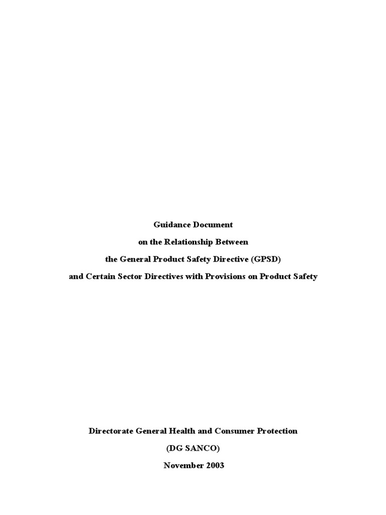 Guidance GPSD en | PDF | Safety | Member State Of The European Union