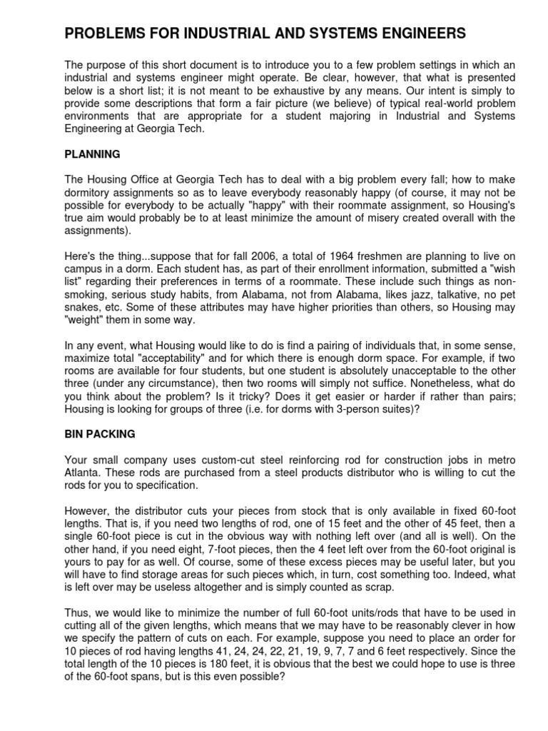 Problems For Industrial and Systems Engineers | PDF | Point Of Sale ...