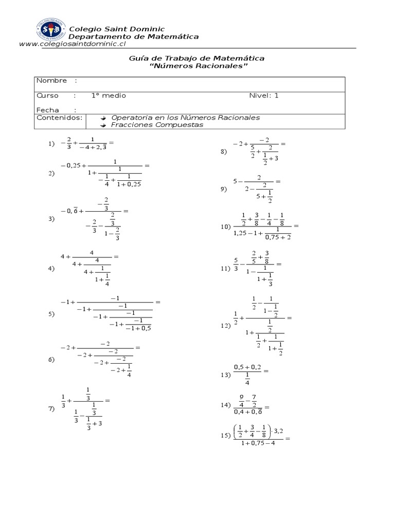 Ejercicios Resueltos de Fracciones Complejas | PDF | Enseñanza de ...
