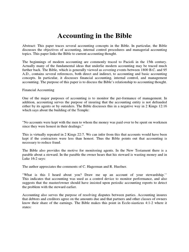 The Bible and Accounting | PDF | Accounting | Bible