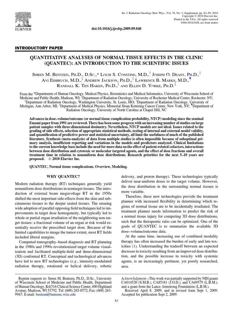 Quantec 02 | PDF | Radiation Therapy | P Value