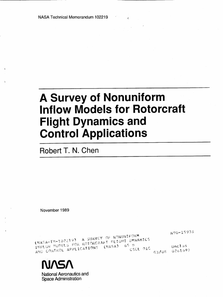 NASA Survey of Nonuniform Rotorcraft Inflow Models | PDF | Helicopter ...