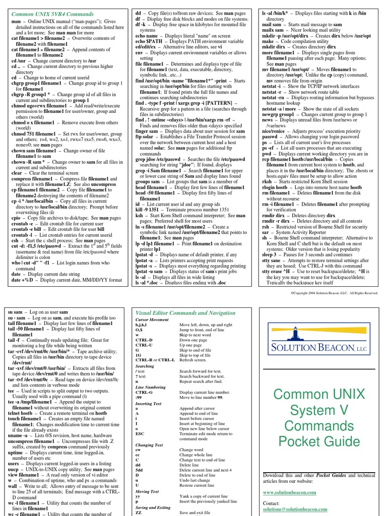 Unix Pocket Guide | PDF | Command Line Interface | File Transfer Protocol