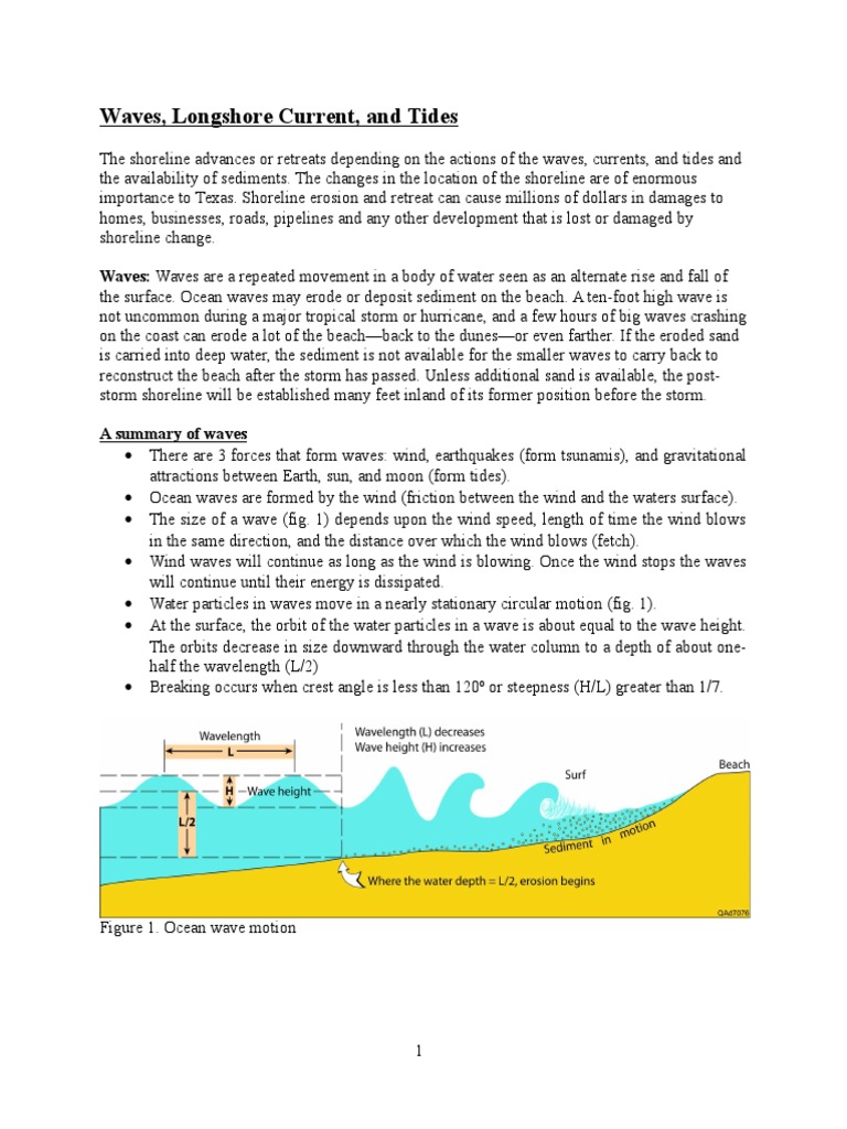 Waves, Longshore Current, and Tides | PDF | Tide | Beach