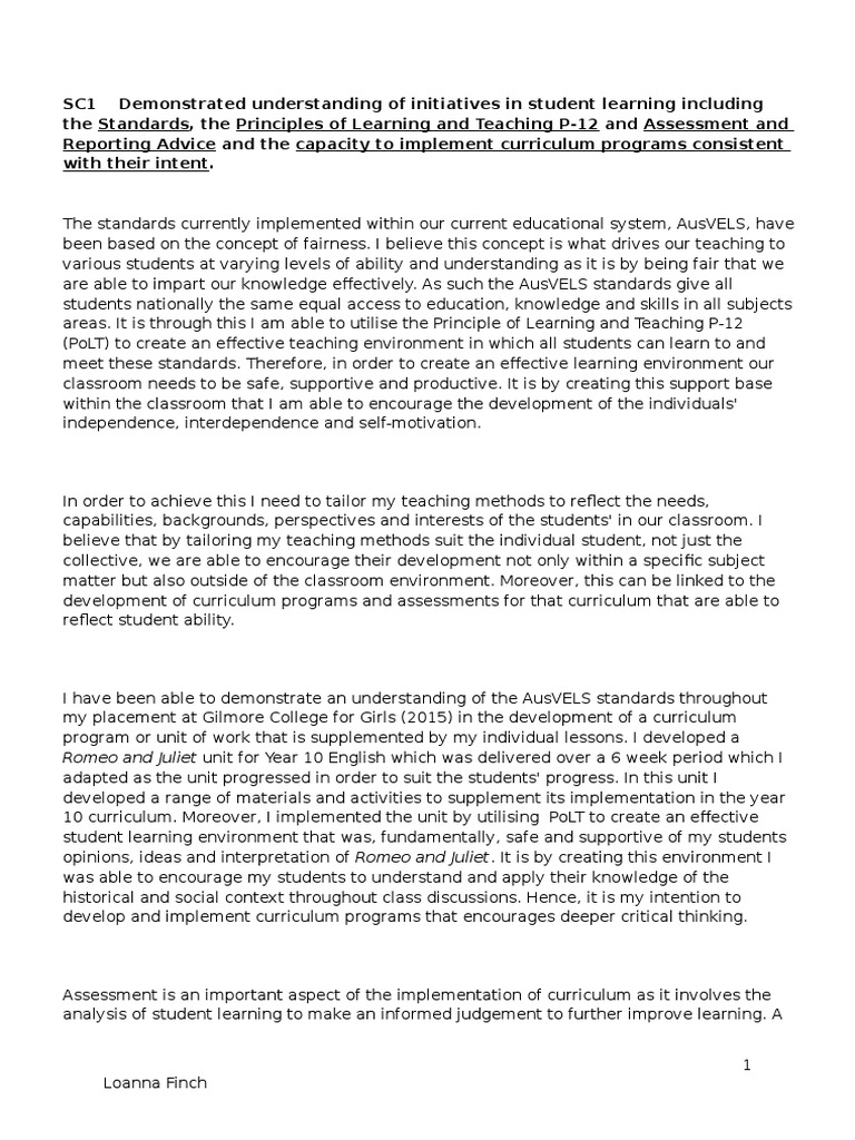 Response To Key Selection Criteria | PDF | Educational Assessment ...