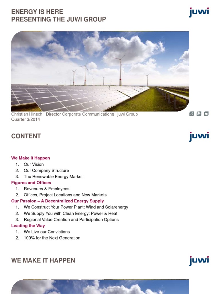 Juwi Global Presentation | PDF | World Energy Consumption | Renewable ...