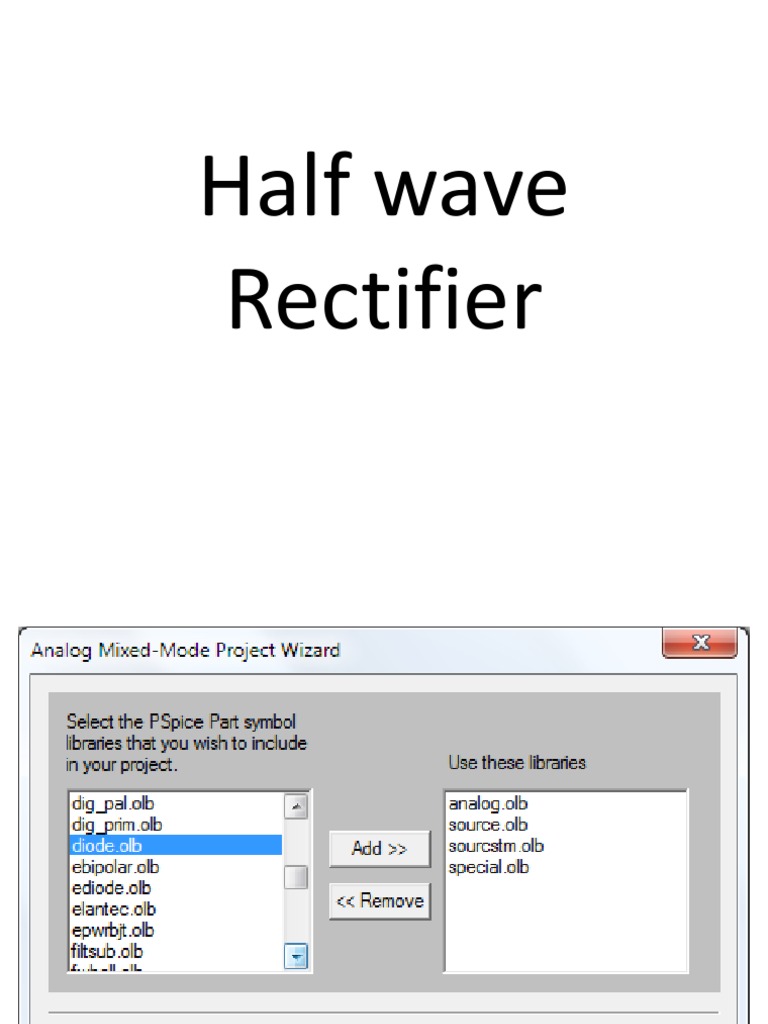 PSpice Half Wave Rectifier Guide | PDF