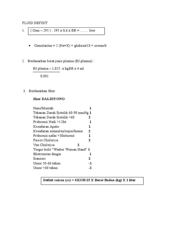 Fluid Deficit Calculation Guide | PDF