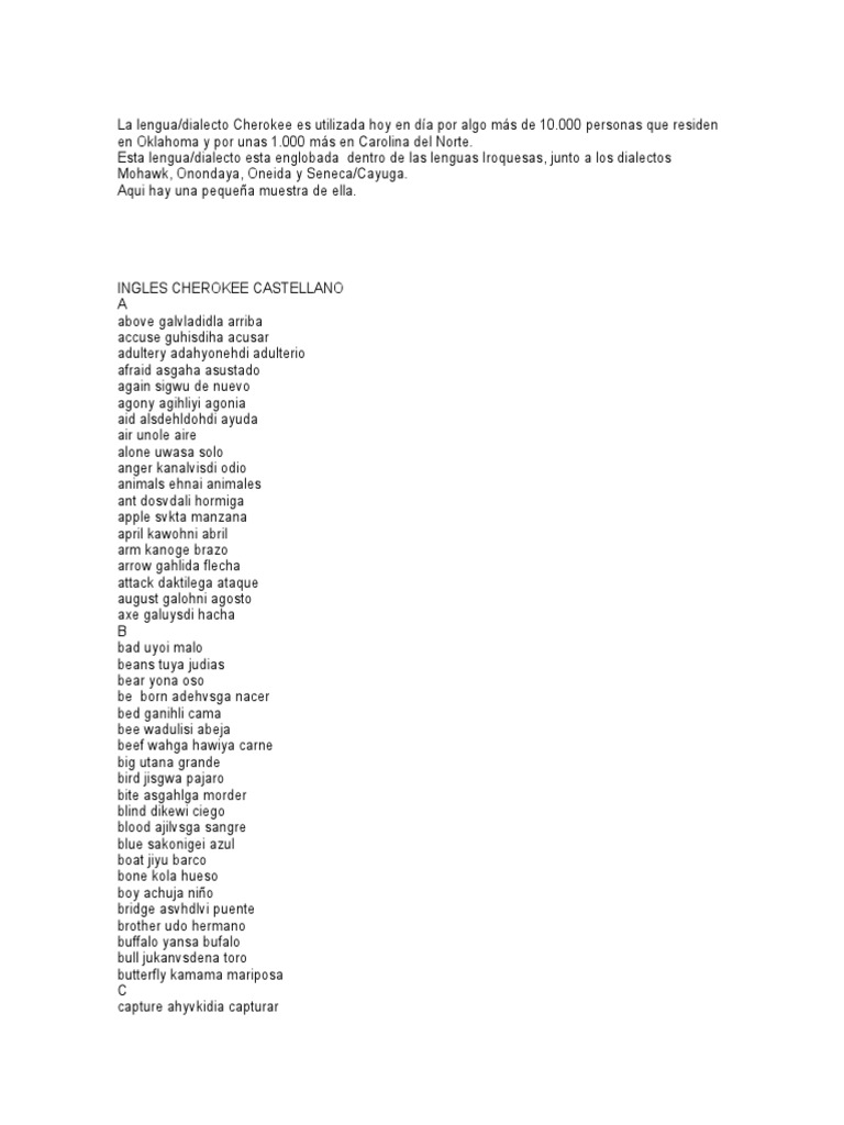 Vocabulario Esencial en Cherokee | PDF | Personas