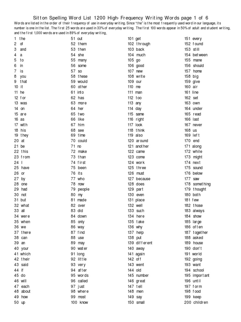 1200 Word List | PDF | Language Arts & Discipline