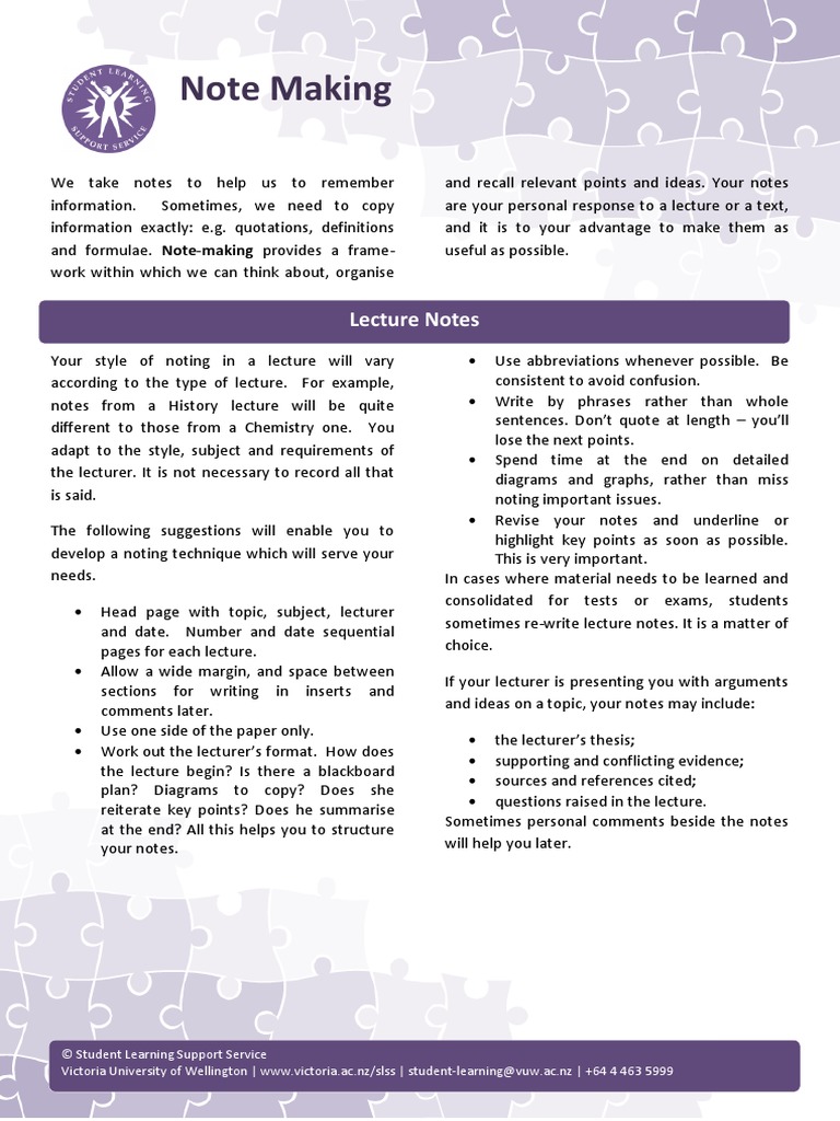 Note Making | PDF | Lecture | Essays