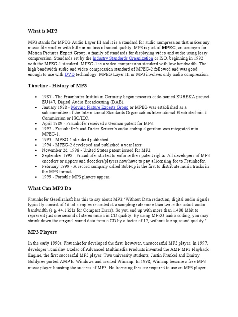 History of Mp3 Player | PDF | Mp3 | I Pod