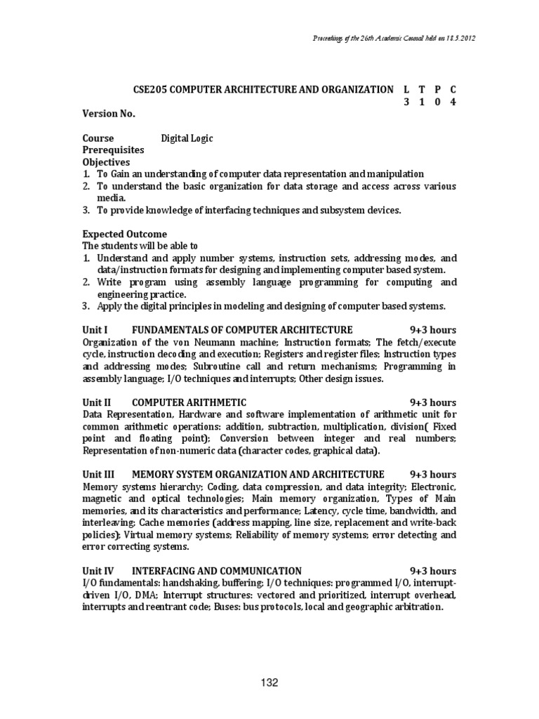 Cse205 Computer-Architecture-And-Organization TH 2.00 Ac26 | Download Free PDF | Instruction Set ...