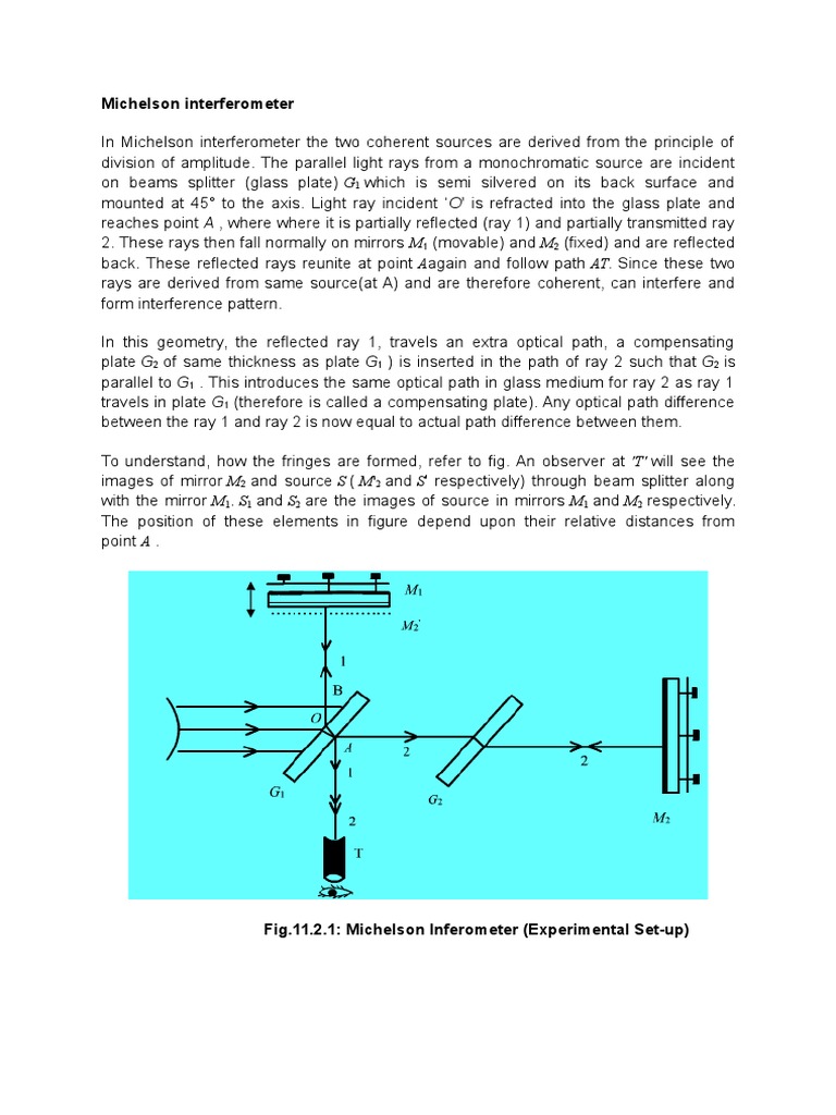 Michelson Interferometer | PDF | Interferometry | Interference (Wave Propagation)