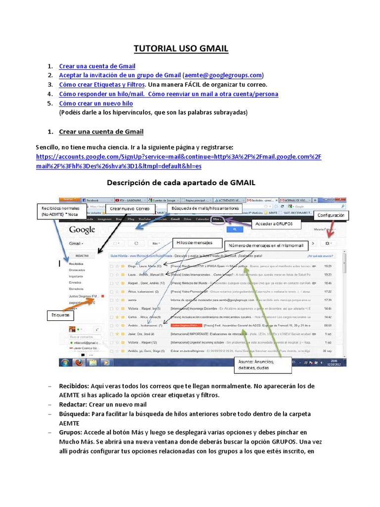 Tutorial Gmail | PDF | Correo electrónico | Gmail