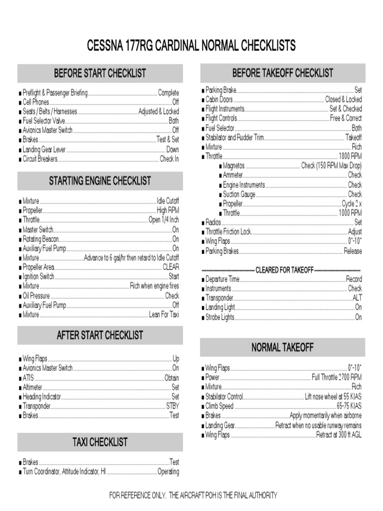 177 Checklist PDF | PDF | Landing Gear | Flap (Aeronautics)