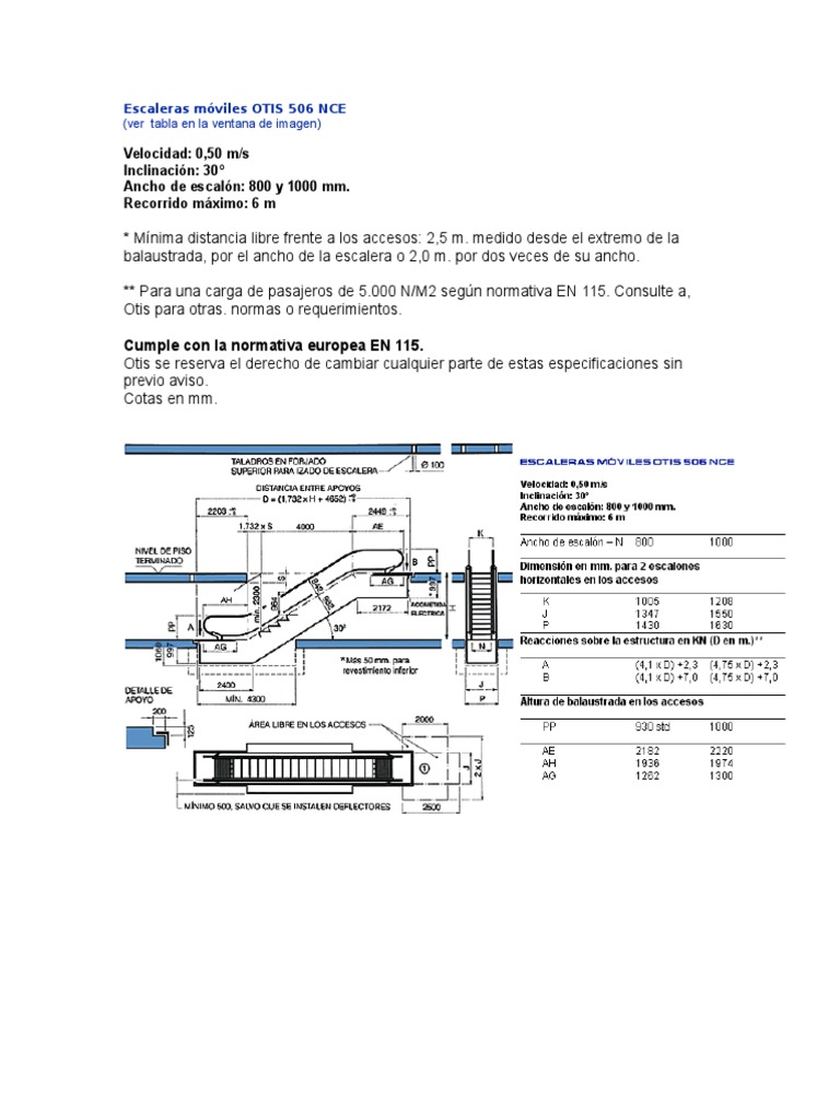 Escaleras Móviles OTIS 506 NCE 30º | PDF