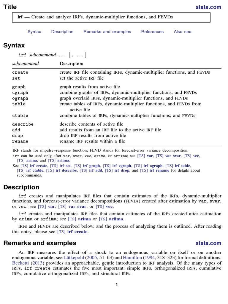 Impulse Response | Download Free PDF | Vector Autoregression | Time Series