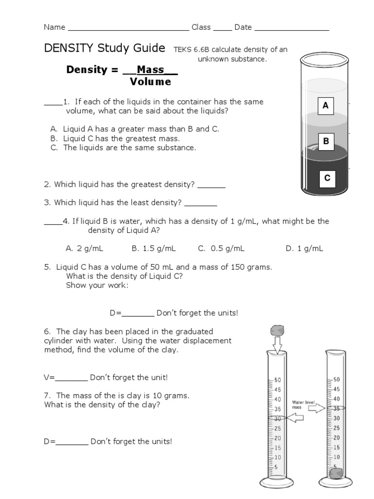 Density Study Guide | PDF
