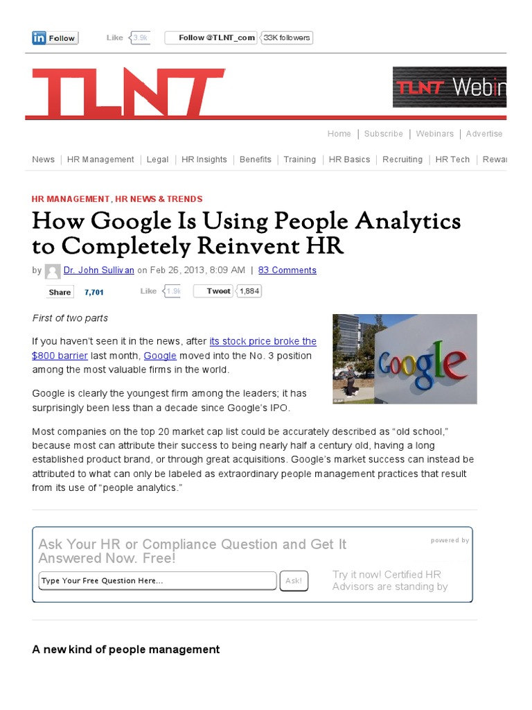 07 How Google Is Using People Analytics To Completely Reinvent HR | PDF ...