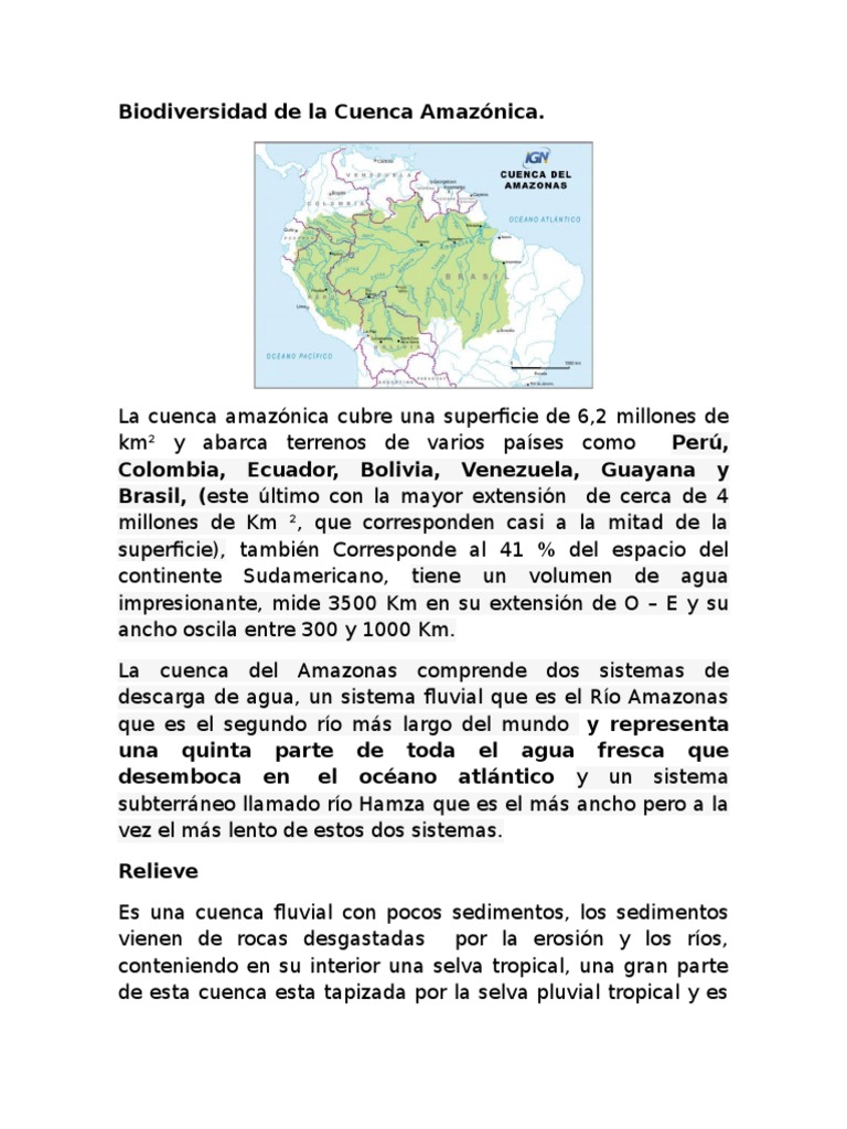 Biodiversidad de La Cuenca Amazónica | PDF | Selva amazónica | río Amazonas